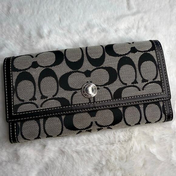 Coach | Bags | Coach Black Signature Canvas Wallet | Poshmark